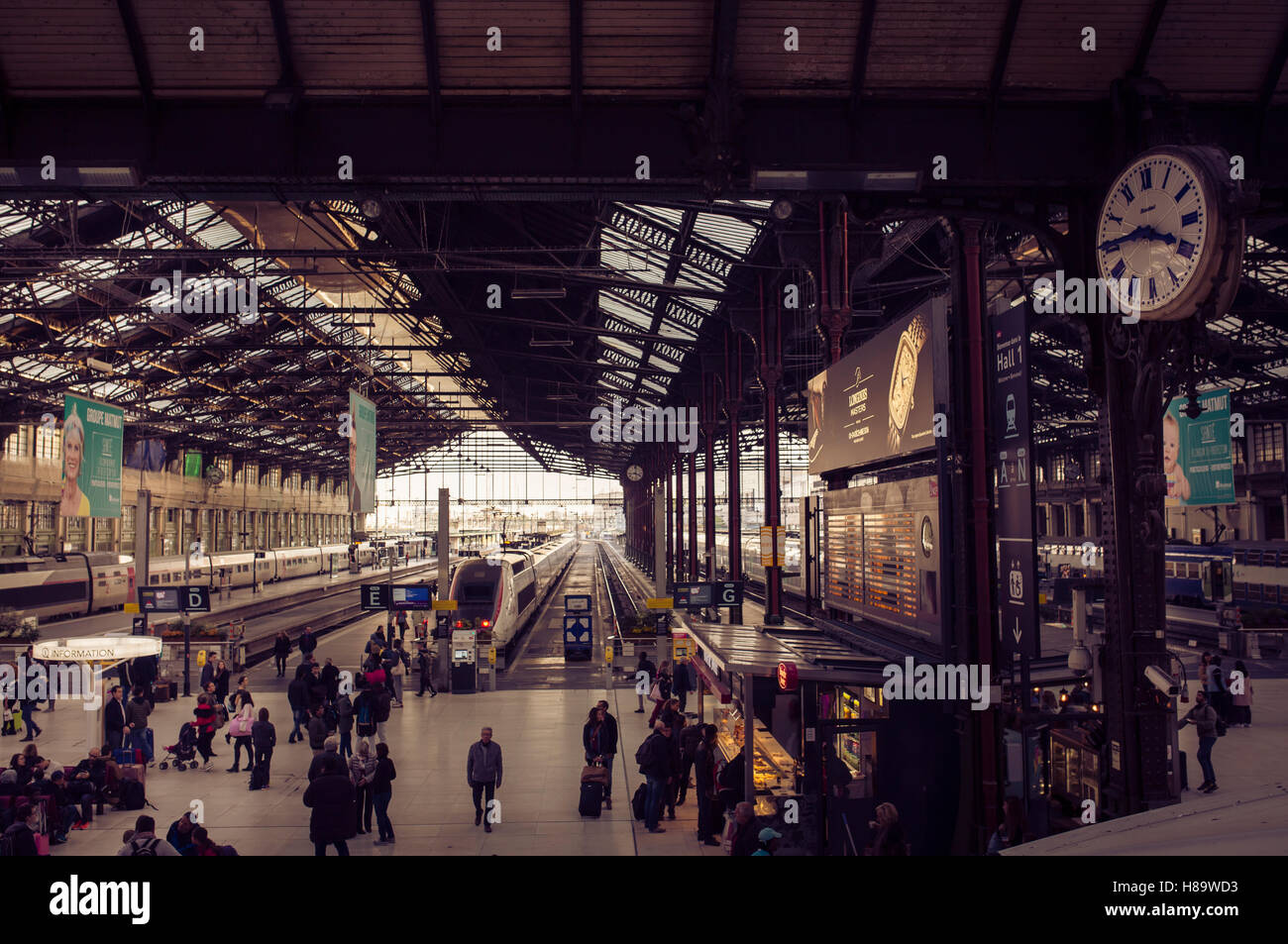 French traditional train Station in Paris, France Stock Photo - Alamy