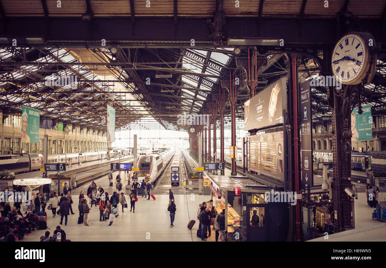 French traditional train Station in Paris, France Stock Photo - Alamy