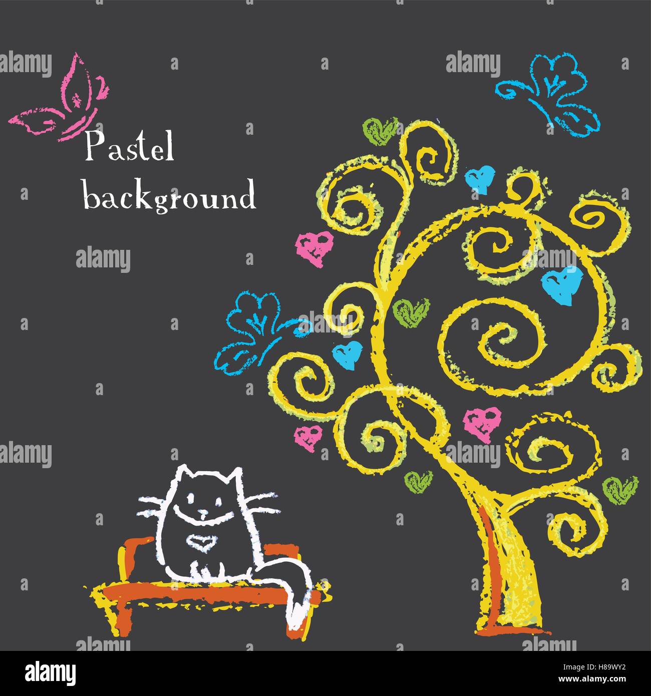 Cat sitting on a bench Stock Vector Images - Alamy