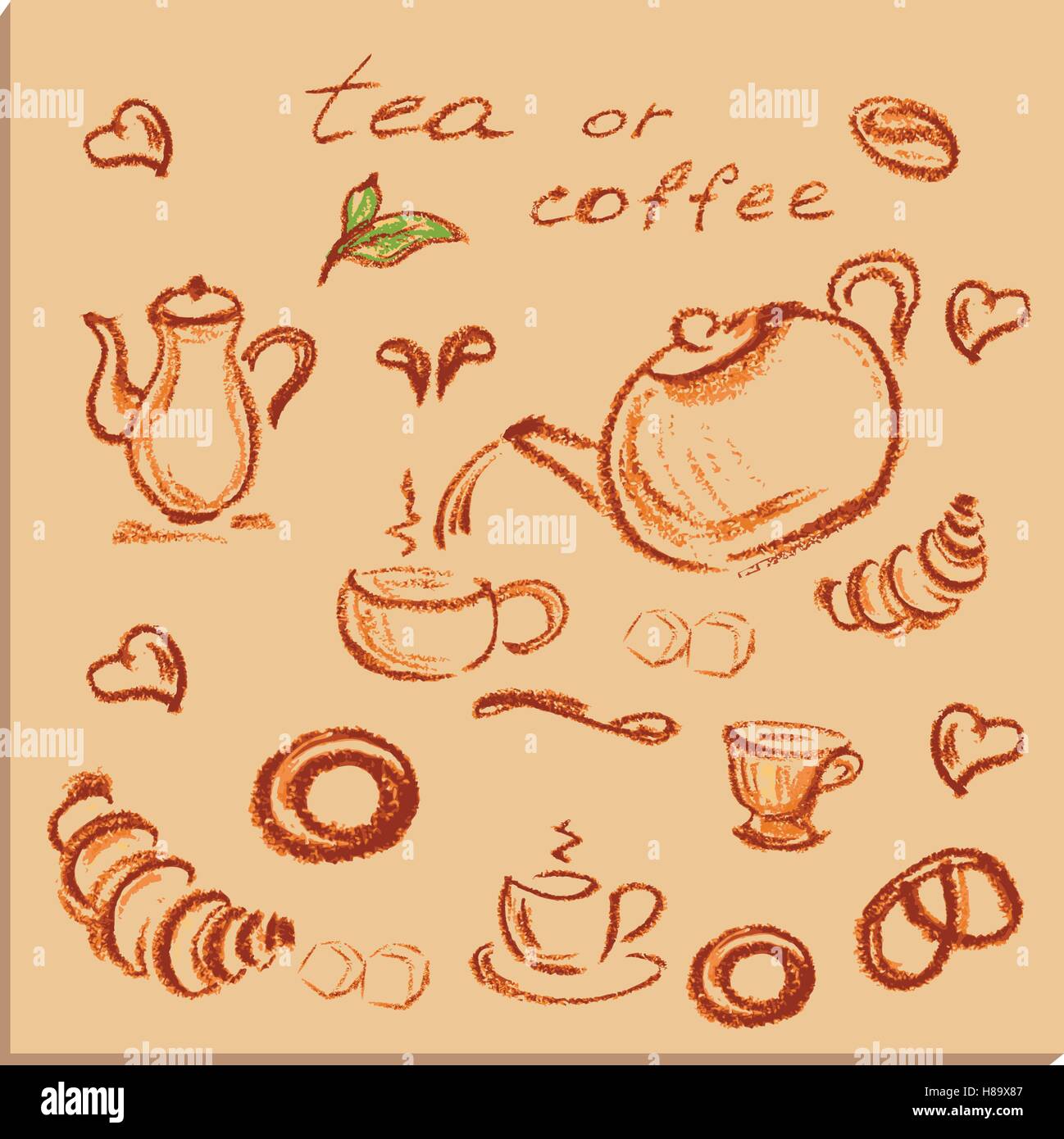 tea or coffee , beautiful hand drawn illustration, Vector Stock Vector ...