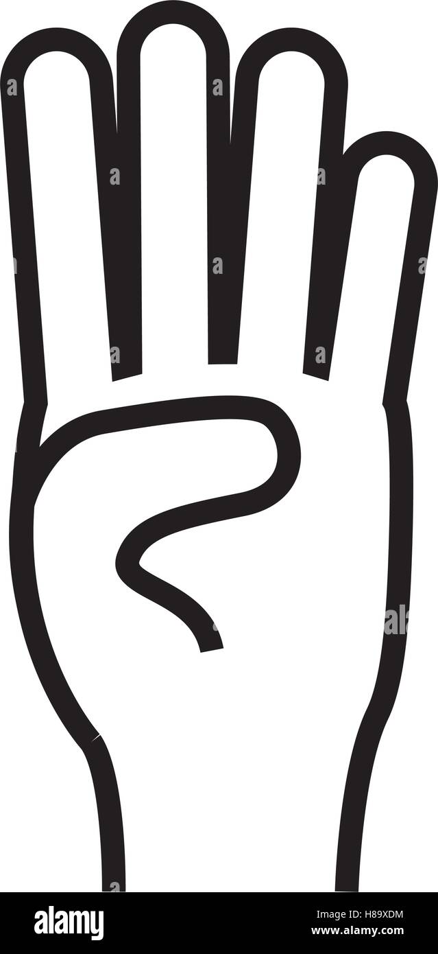 counting four fingers up hand gesture icon image vector illustration ...