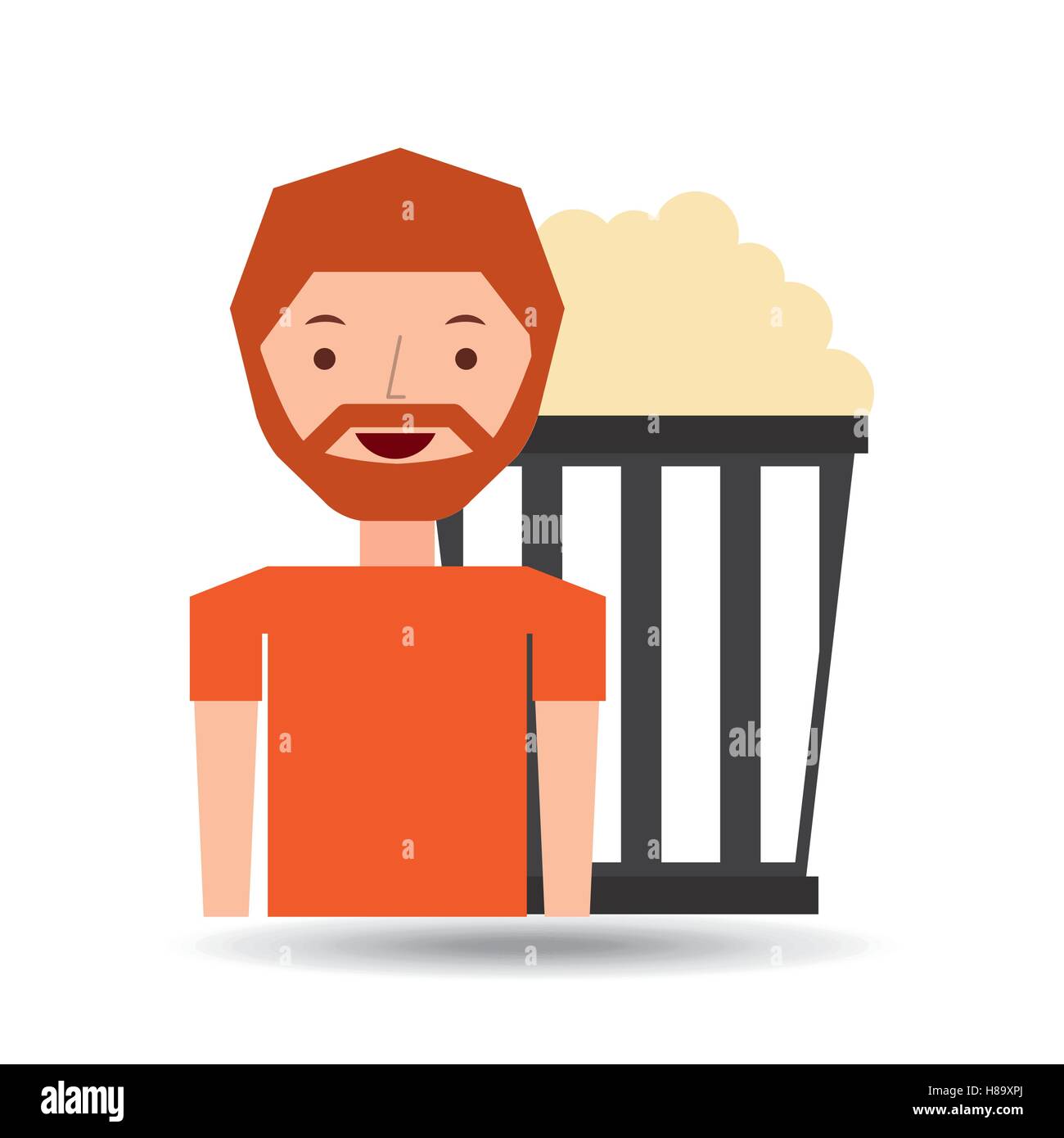 cartoon man icon pop corn cinema graphic vector illustration eps 10 ...
