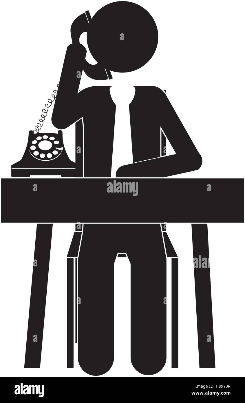 businessman and desk pictogram icon image vector illustration design ...