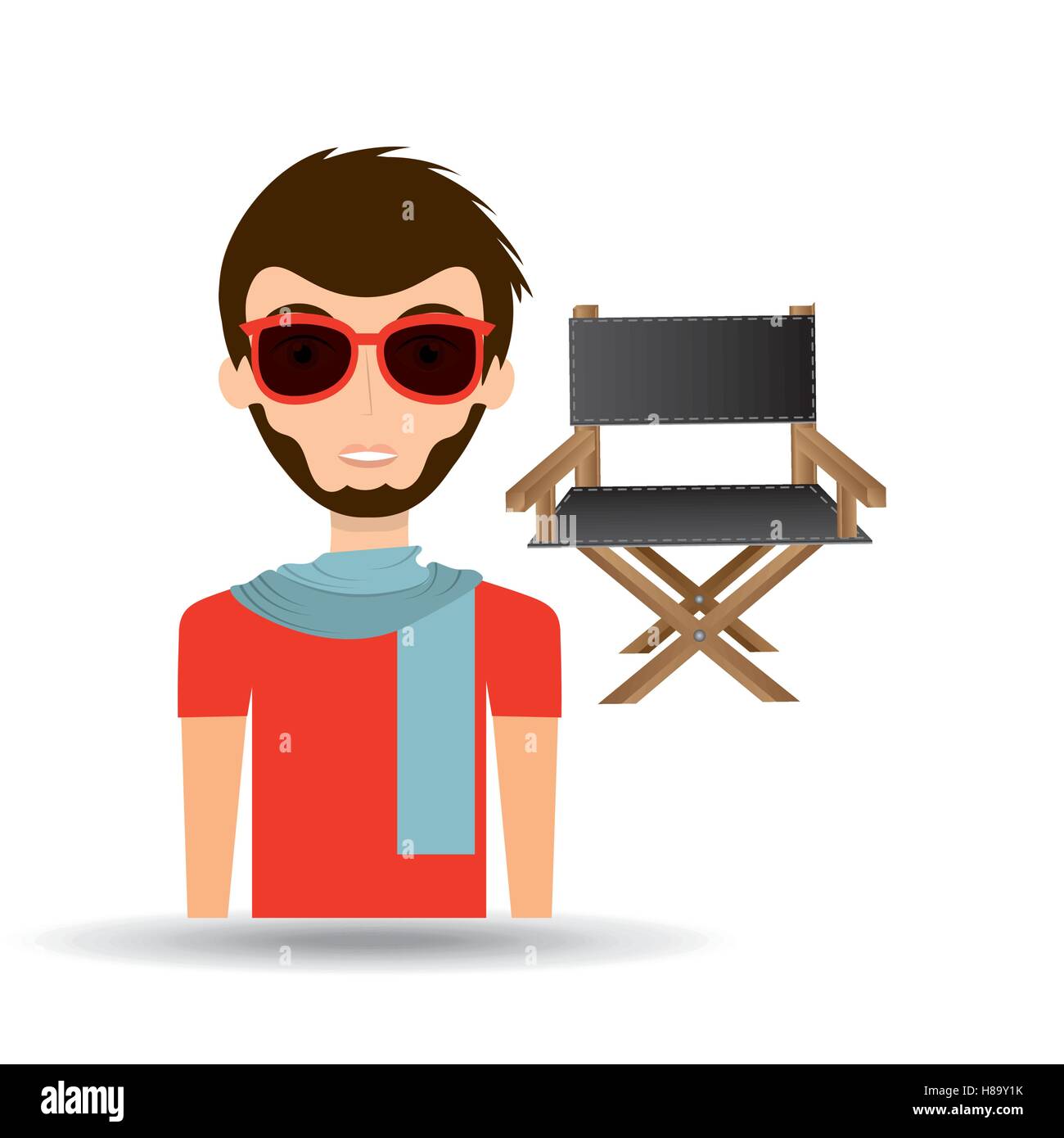 man hipster concept movie cinema director chair icon vector ...