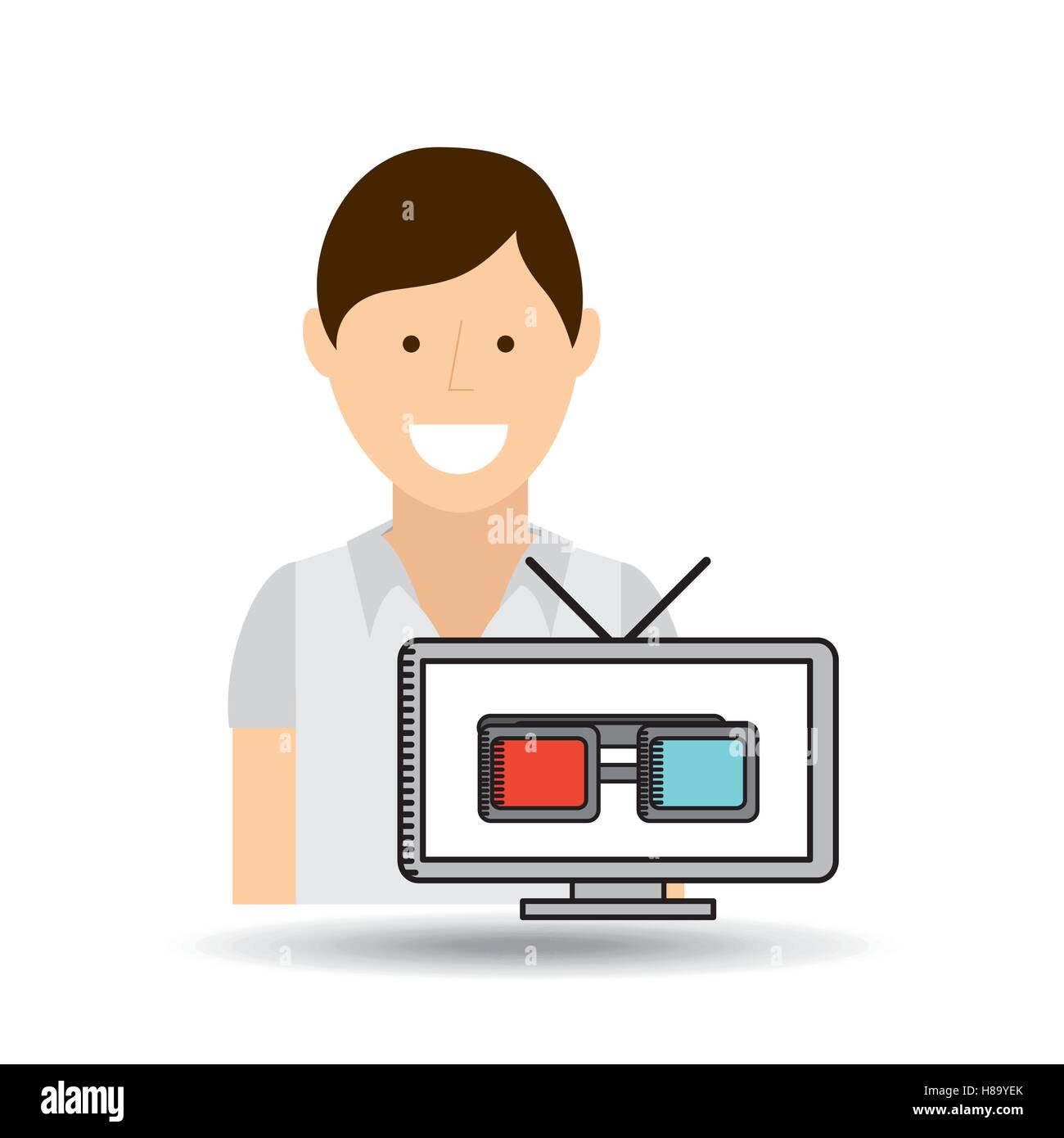 happy woman cartoon cinema concept tv glasses vector illustraion eps 10 ...