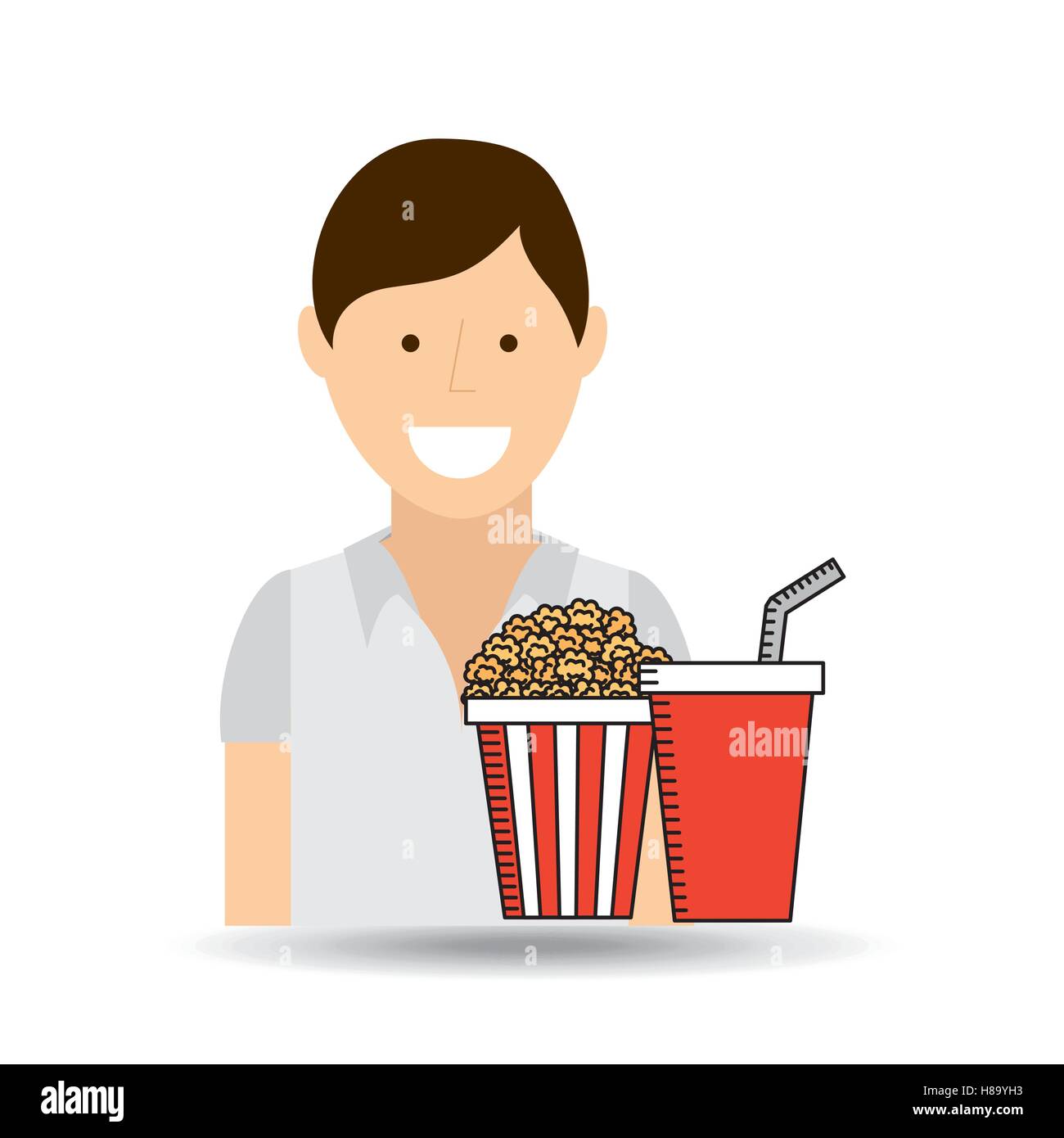 happy woman cartoon cinema fast food vector illustraion eps 10 Stock ...