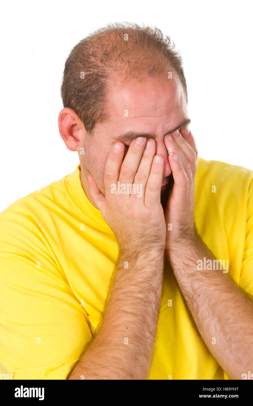 Young man with a desperate gesture - isolated on white background Stock ...