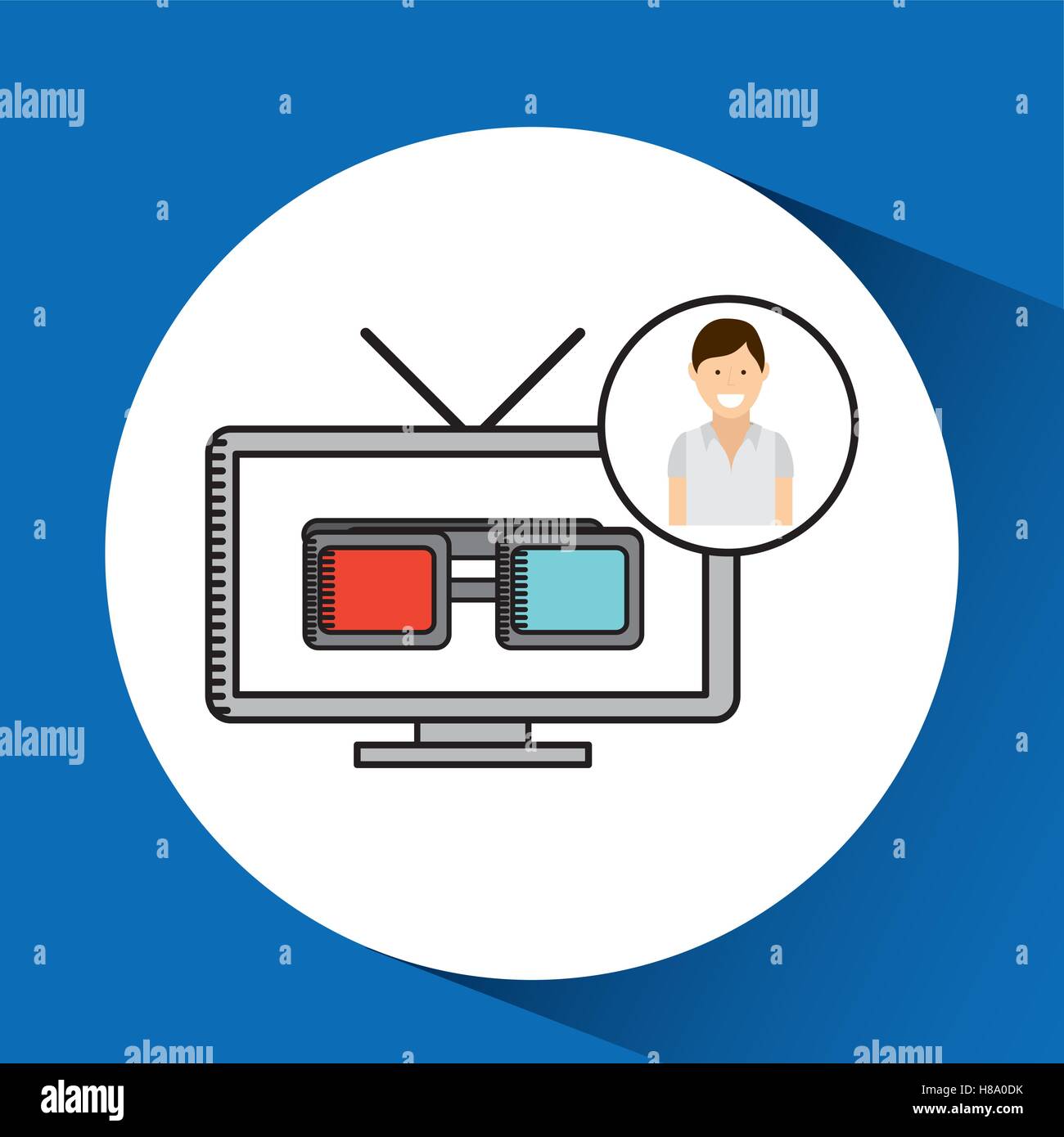 happy woman cartoon cinema concept tv glasses vector illustraion eps 10 ...