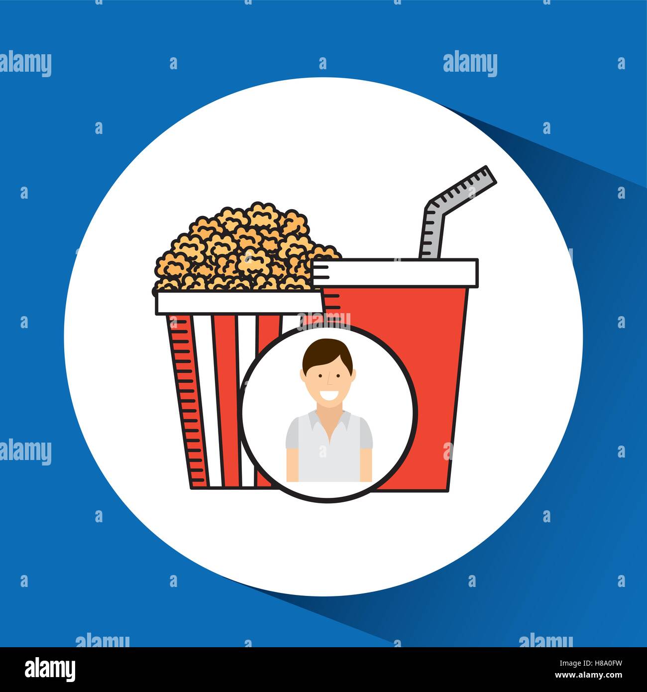 happy woman cartoon cinema fast food vector illustraion eps 10 Stock ...