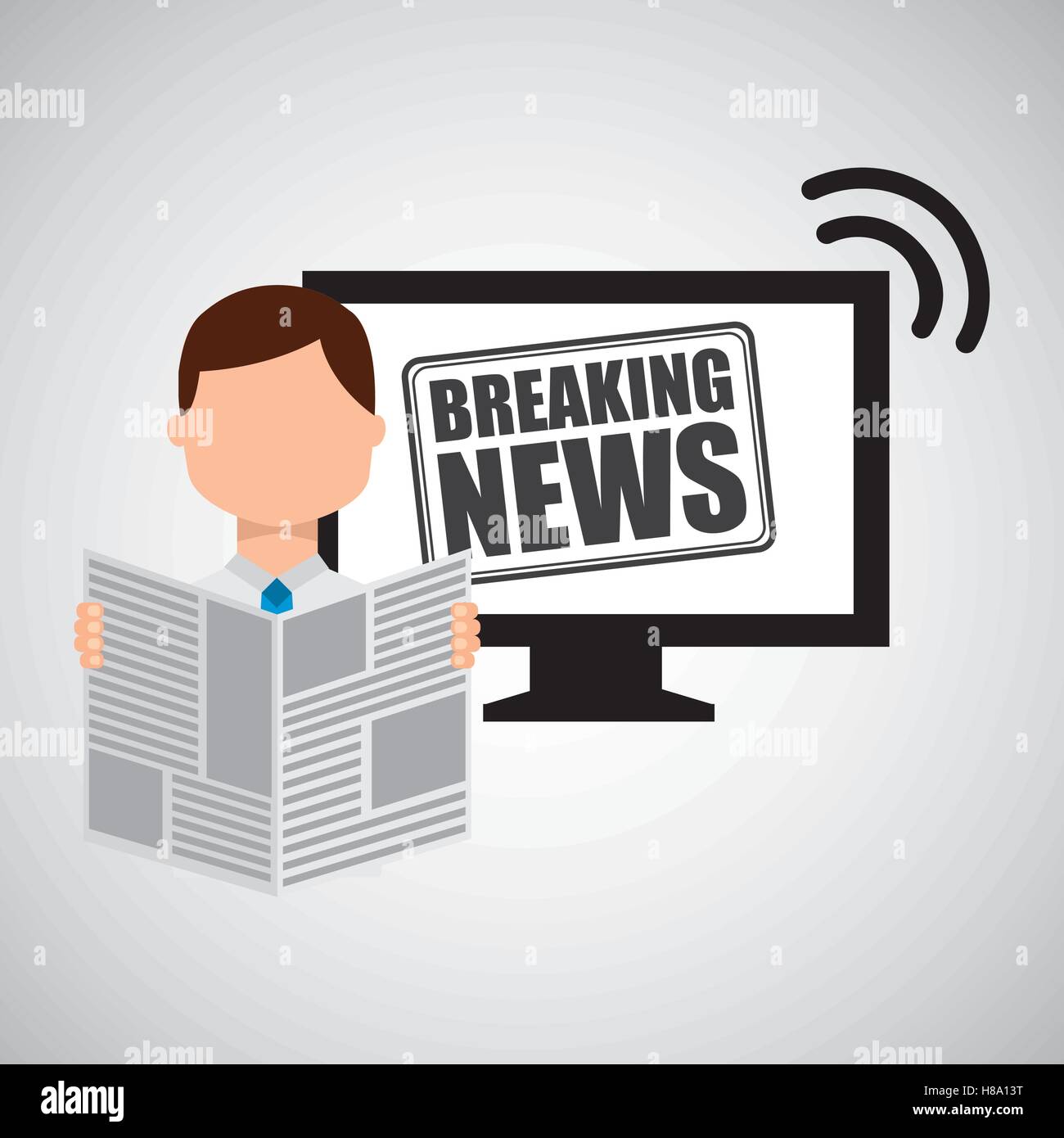man reading news breaking vector illustration eps 10 Stock Vector Image ...