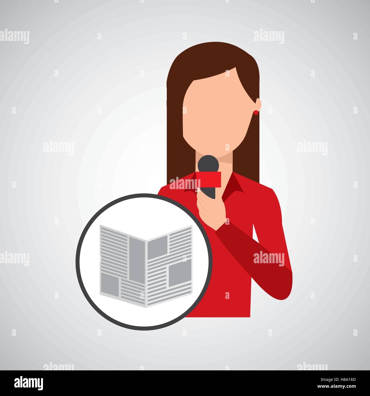 character woman reporter news microphone graphic vector illustration ...