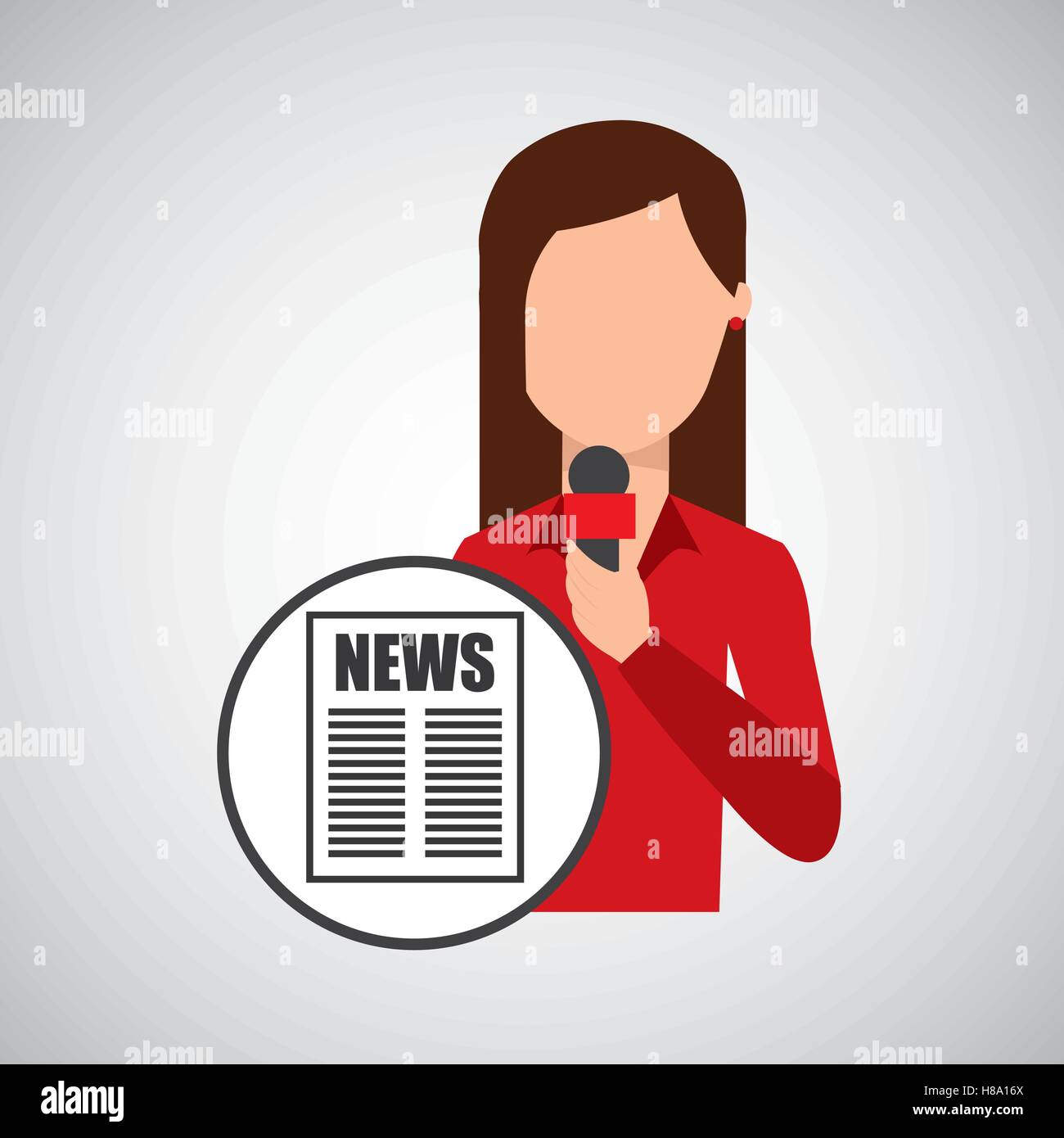 character woman reporter news headline microphone graphic vector ...