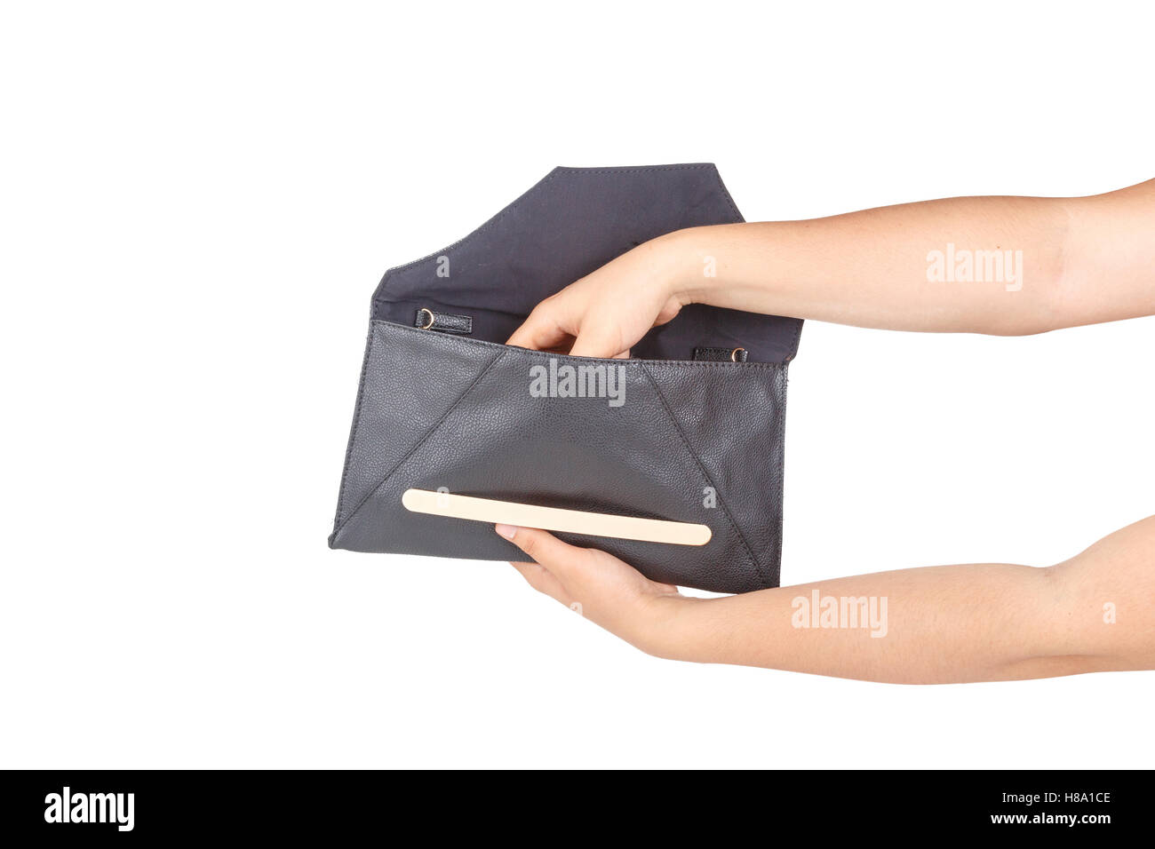 Woman hand holding hand bag, isolated on white background Stock Photo ...