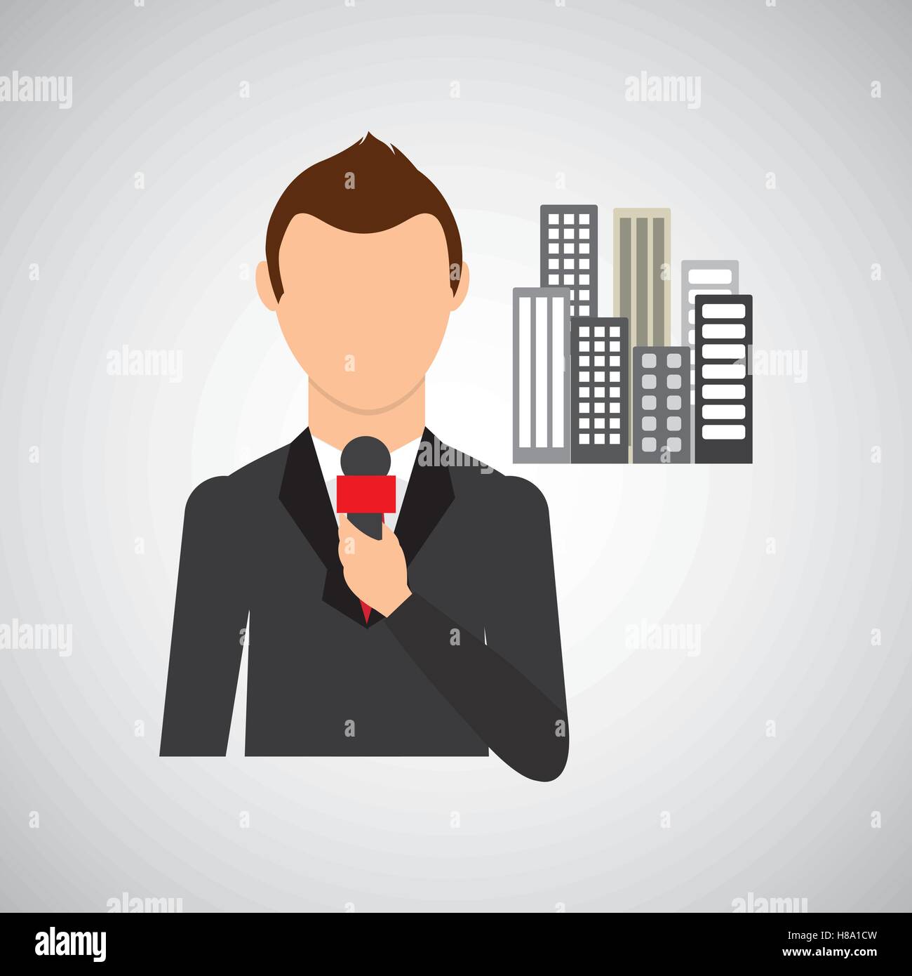 reporter man weather forecast news broadcast design vector illustration ...