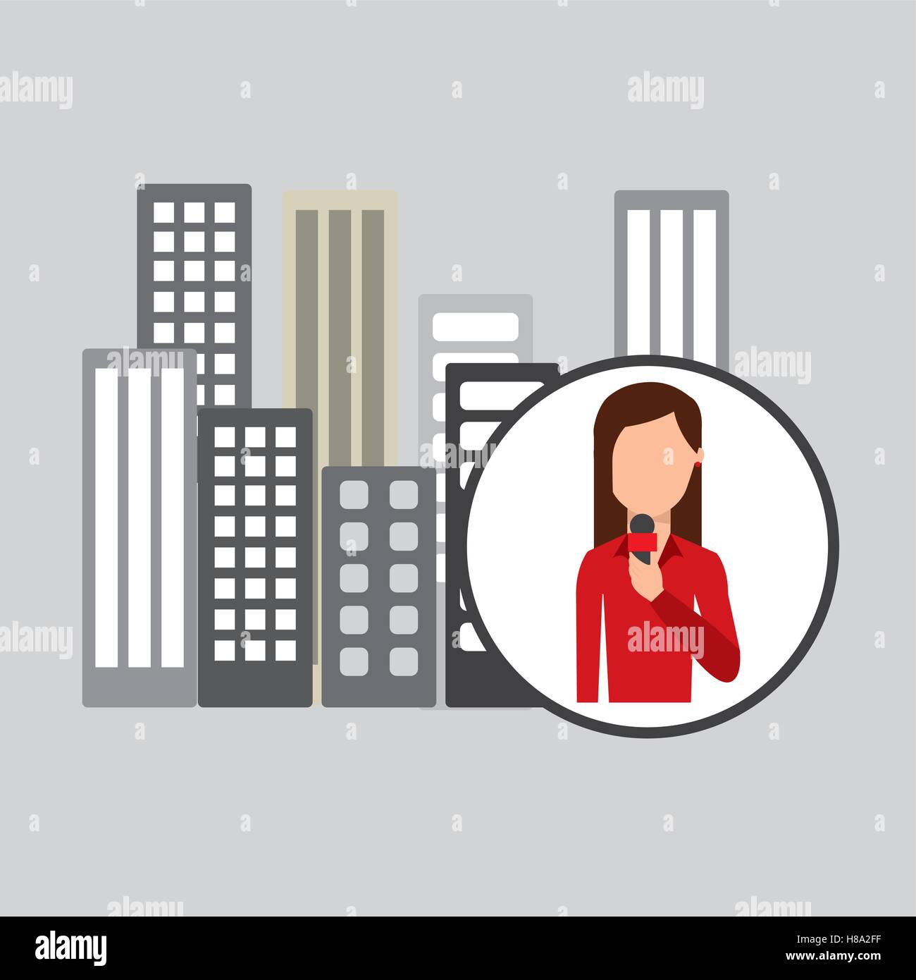 character woman reporter news broadcast graphic vector illustration eps ...