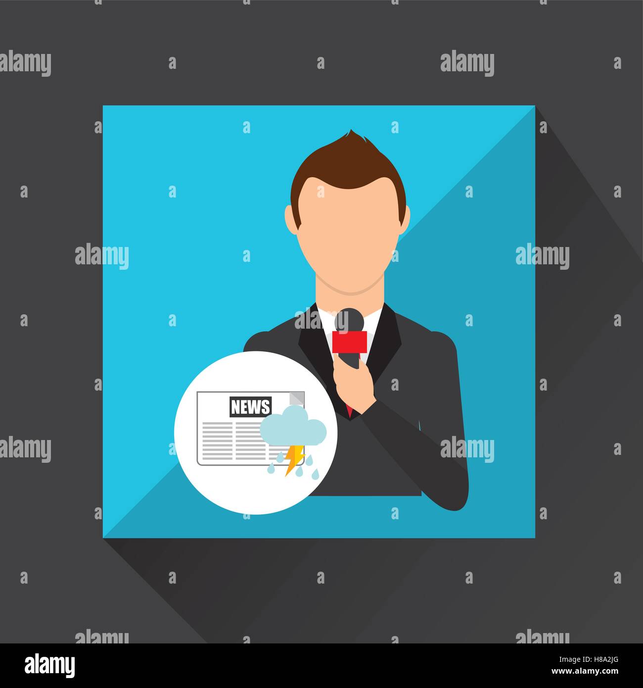 reporter man weather forecast newspaper design vector illustration eps ...