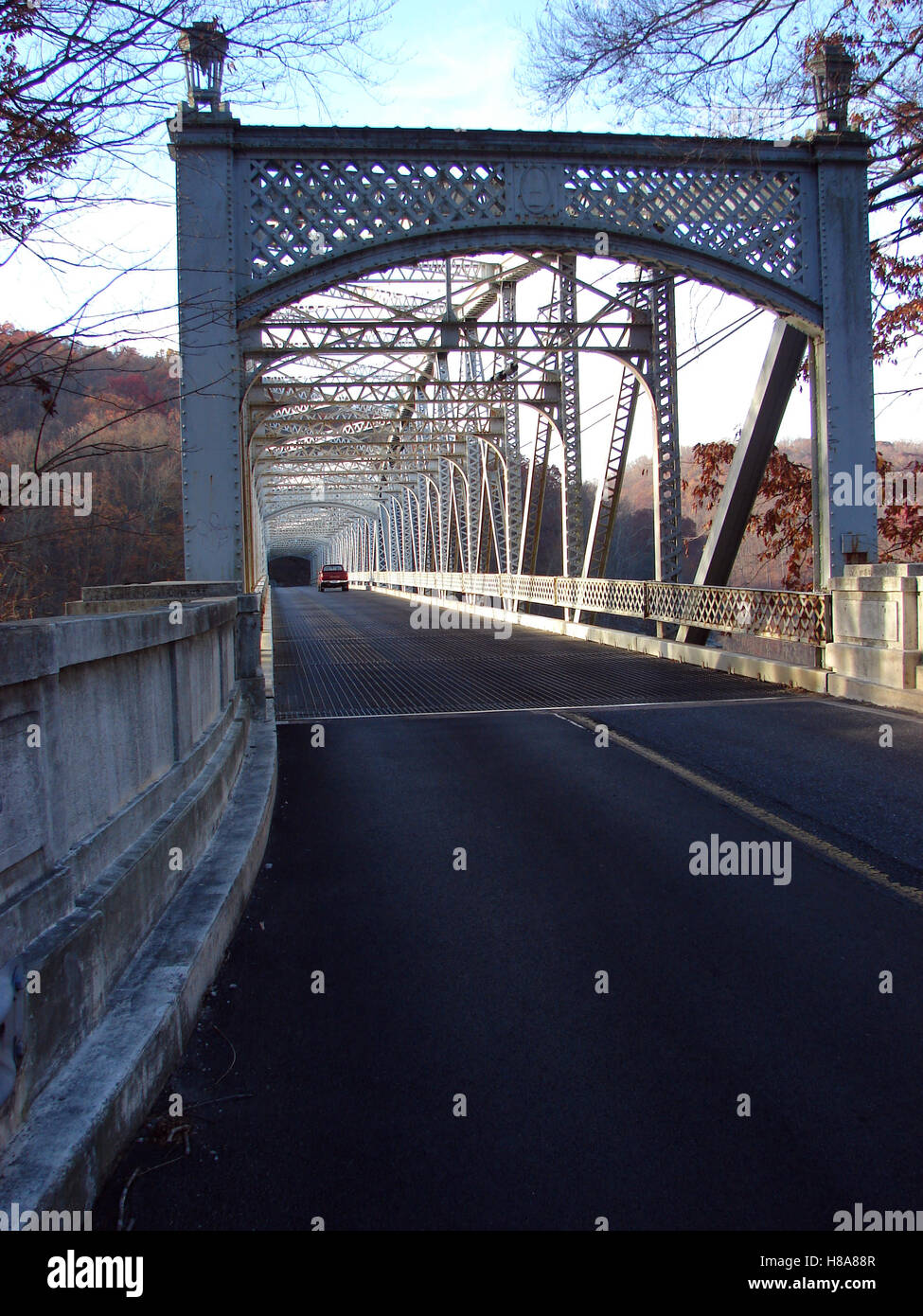 Fall Scene showing the Warren Road Bridge over the Loch Raven Reservoir ...