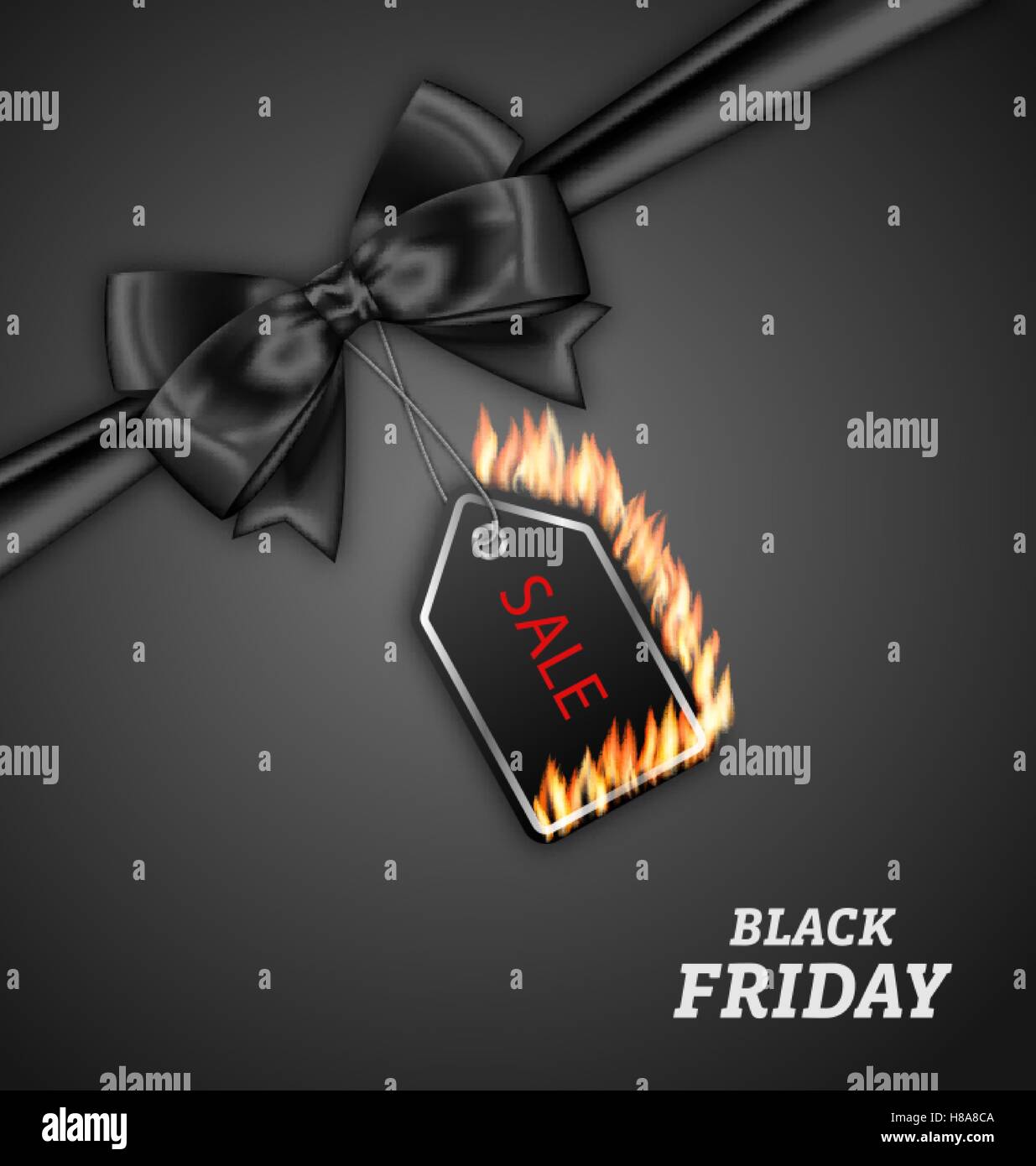 Illustration Sale Discount with Fire Flame, Black Bow Ribbon for Black ...