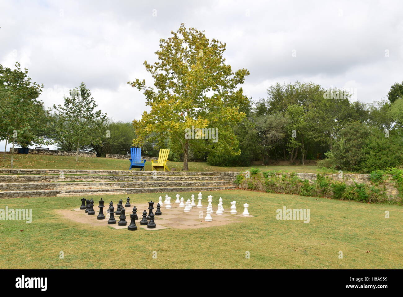 An outdoor chess set at a park in America Stock Photo - Alamy