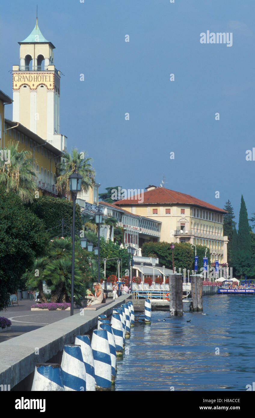 Waterfront with the Grand Hotel in Gardone Riviera, Lake Garda, Italy ...