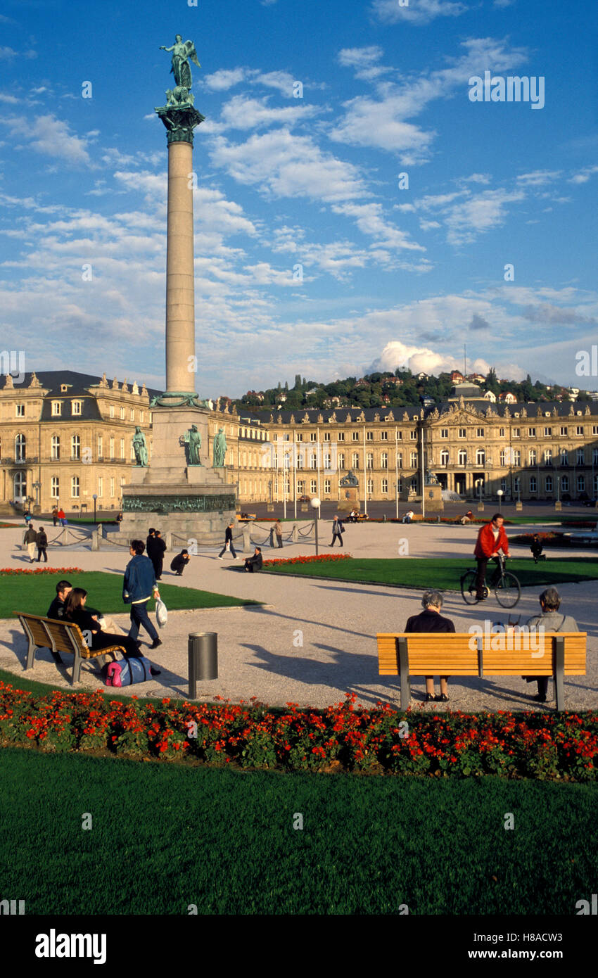Palace Square with Jubilee Column, people, Neues Schloss palace ...