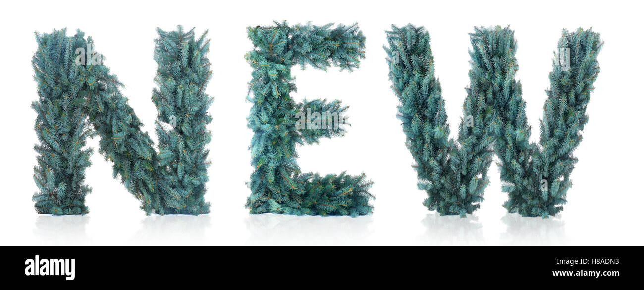 word new from fir-tree Stock Photo - Alamy