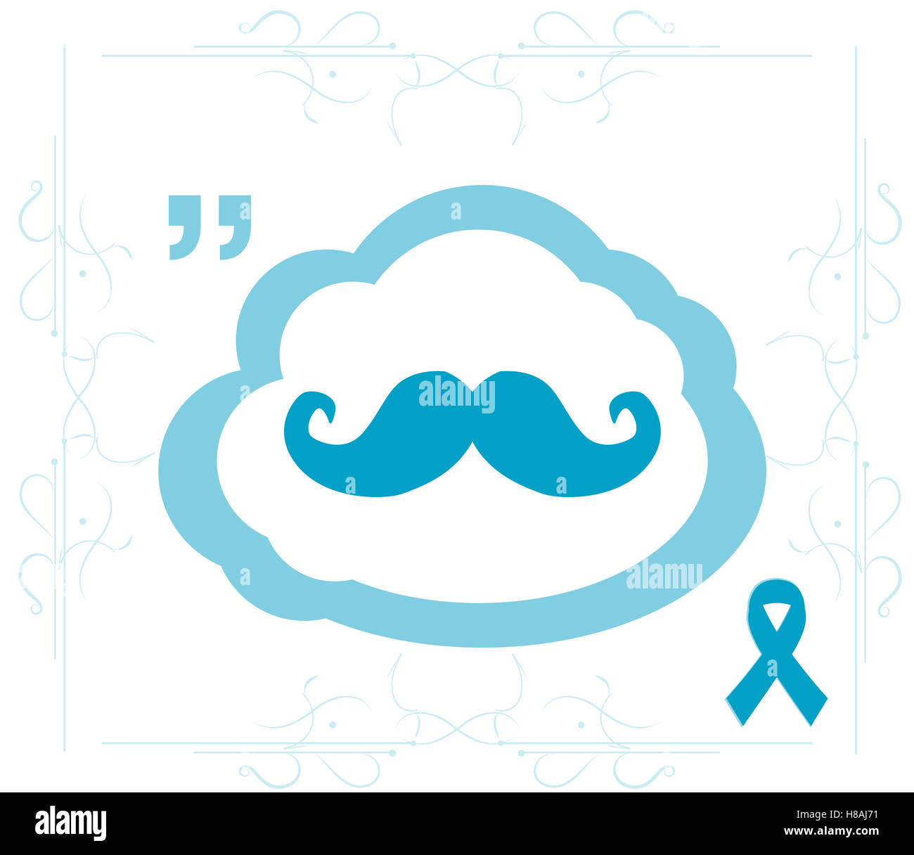 Blue mustache and blue prostate cancer awareness on white background ...