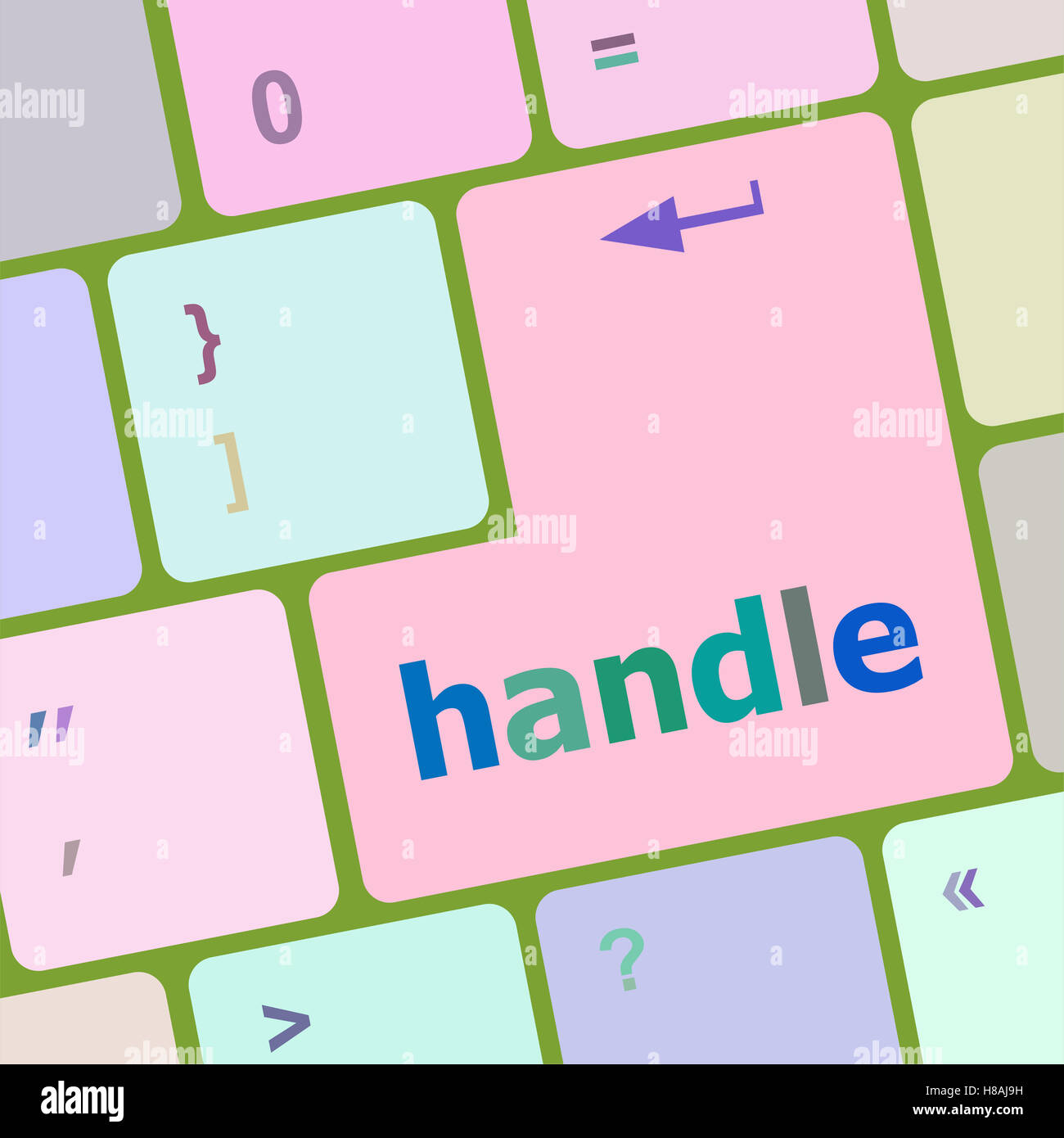 computer keyboard with words handle on enter button Stock Photo - Alamy