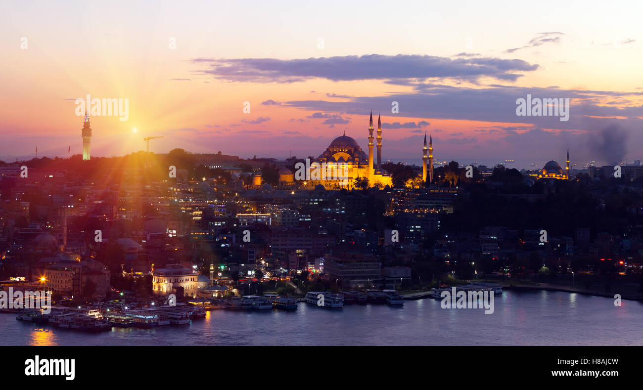 The historic center of Istanbul at sunset. Turkey Stock Photo - Alamy