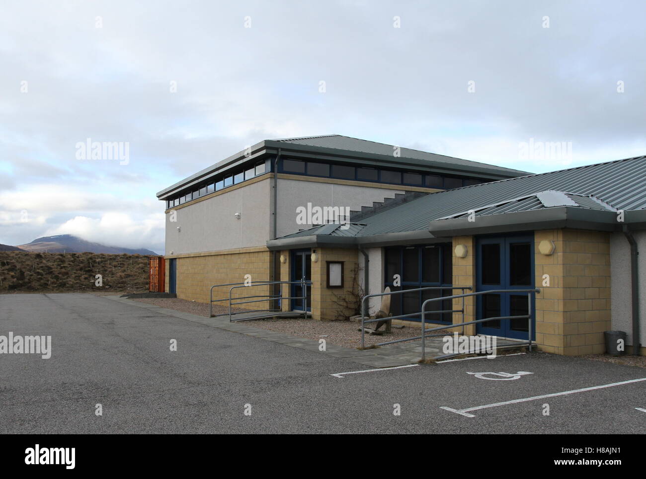 Exterior of Durness village hall Scotland March 2014 Stock Photo - Alamy