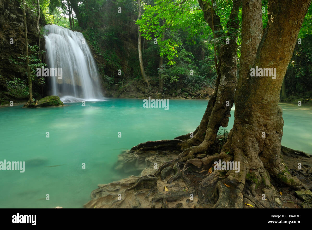 Seven Step Waterfall in monsoon forest, Erawan National Park, Thailand ...