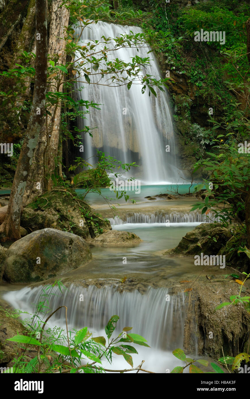Seven Step Waterfall in monsoon forest, Erawan National Park, Thailand ...