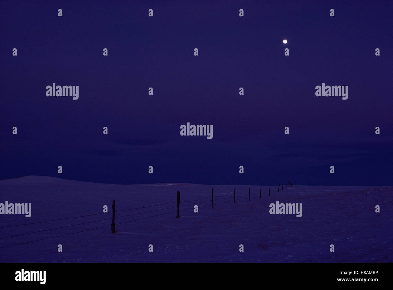 Fence in prairie landscape at night, North America Stock Photo - Alamy