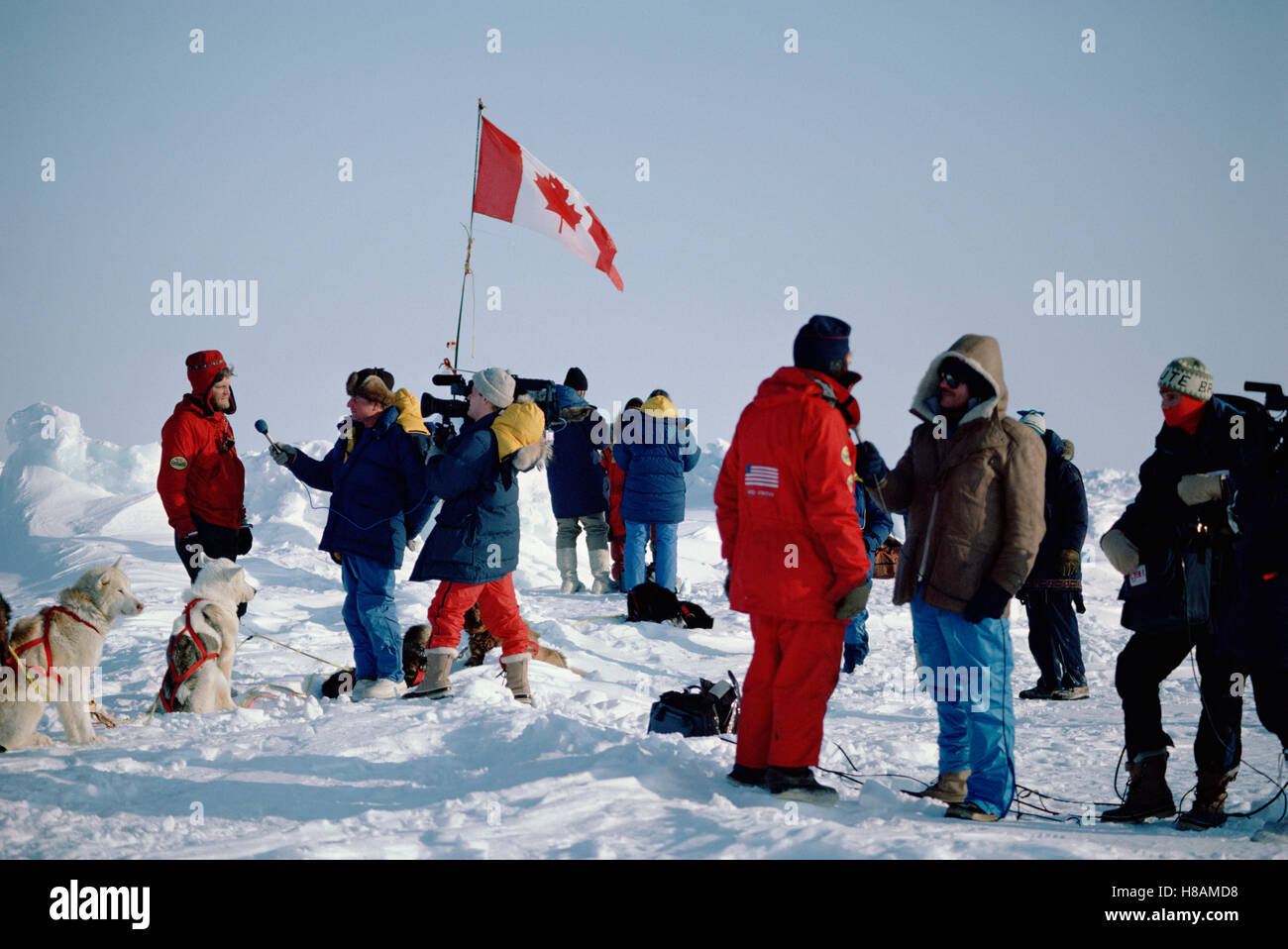 Will Steger being interviewed by television news crew upon arrival to ...