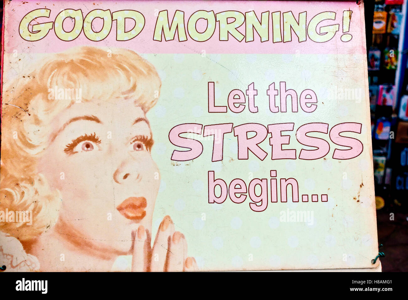 Good morning text sign vintage retro plate plaque hi-res stock ...