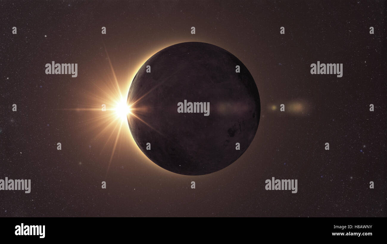 Eclipse of the sun, Solar eclipse with sun glow Stock Photo - Alamy