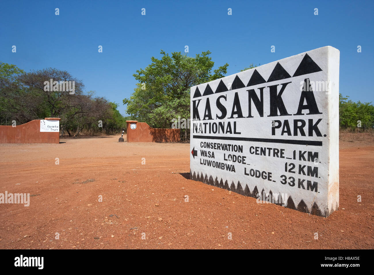 Park entry sign, Kasanka National Park, Zambia Stock Photo - Alamy