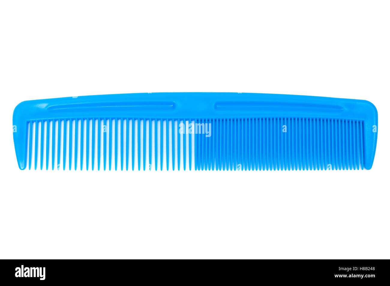 new blue plastic comb on a white background Stock Photo - Alamy