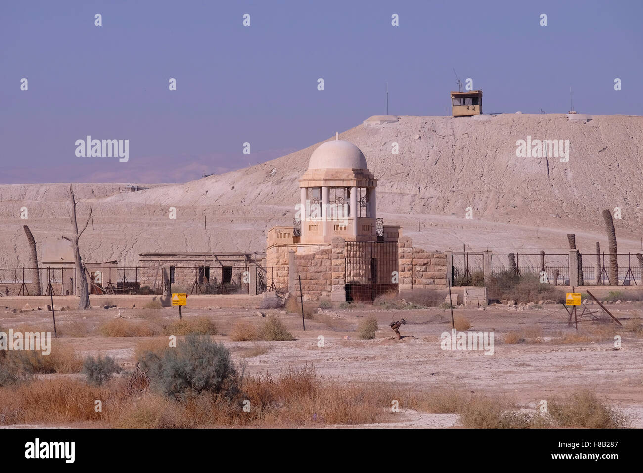 An Israeli military watchtower stands over a deserted Franciscan church ...