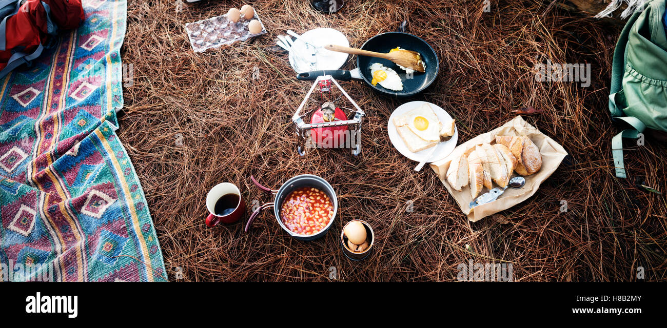 Meal Nature Food Outdoors Camping Concept Stock Photo - Alamy