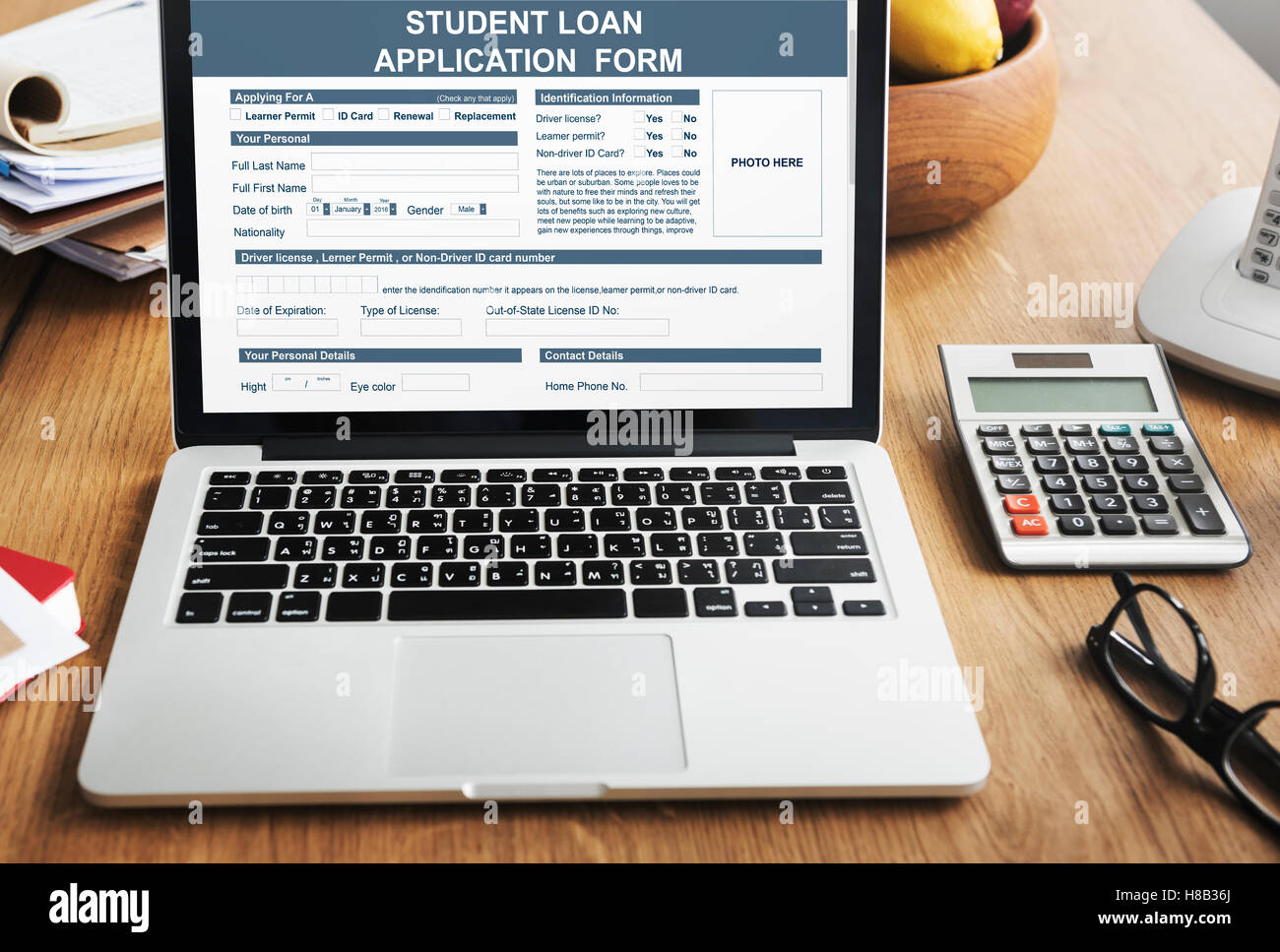 Student Loan Application Form Concept Stock Photo - Alamy