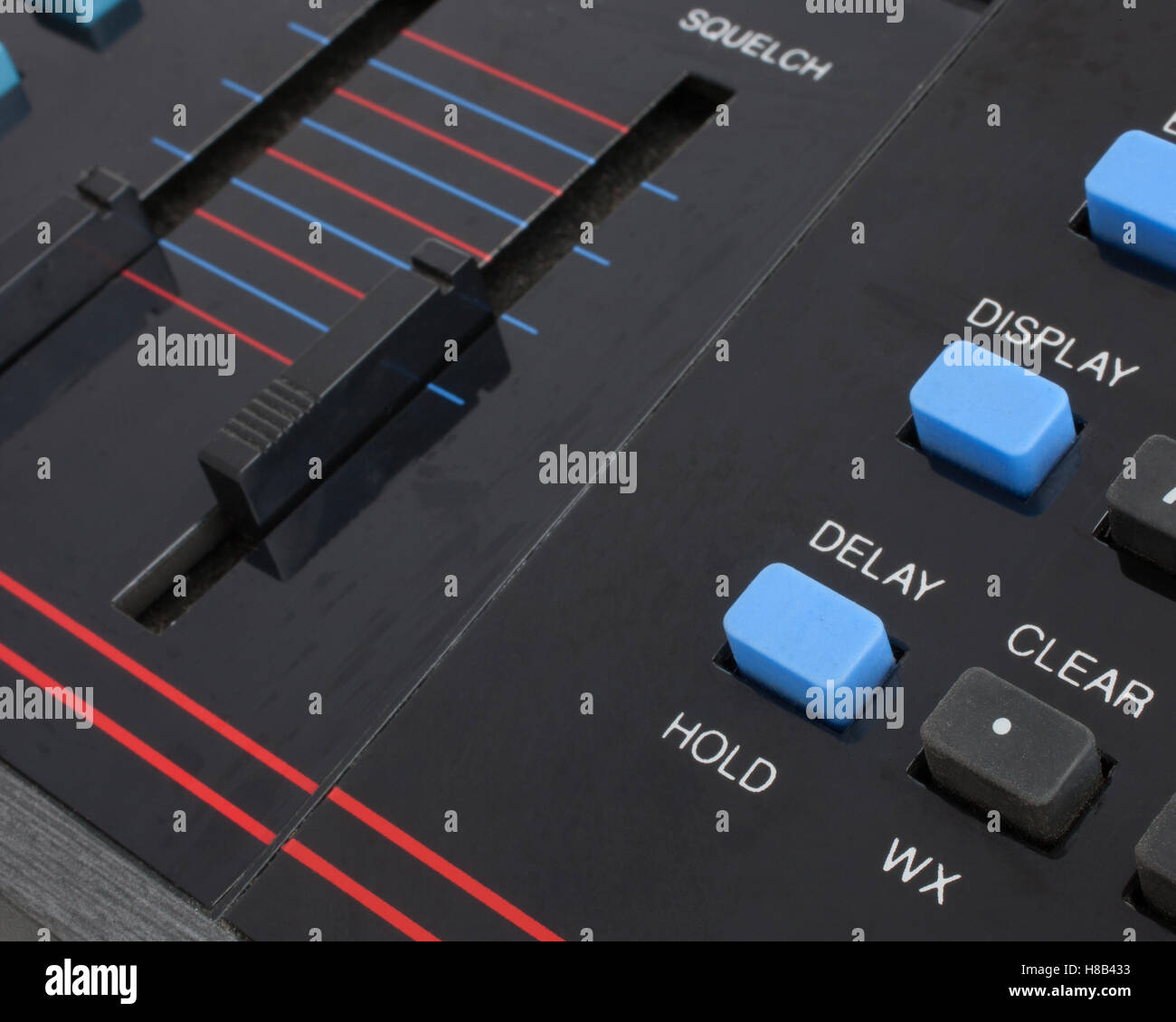 Front panel controls on a radio that issues weather alerts Stock Photo ...