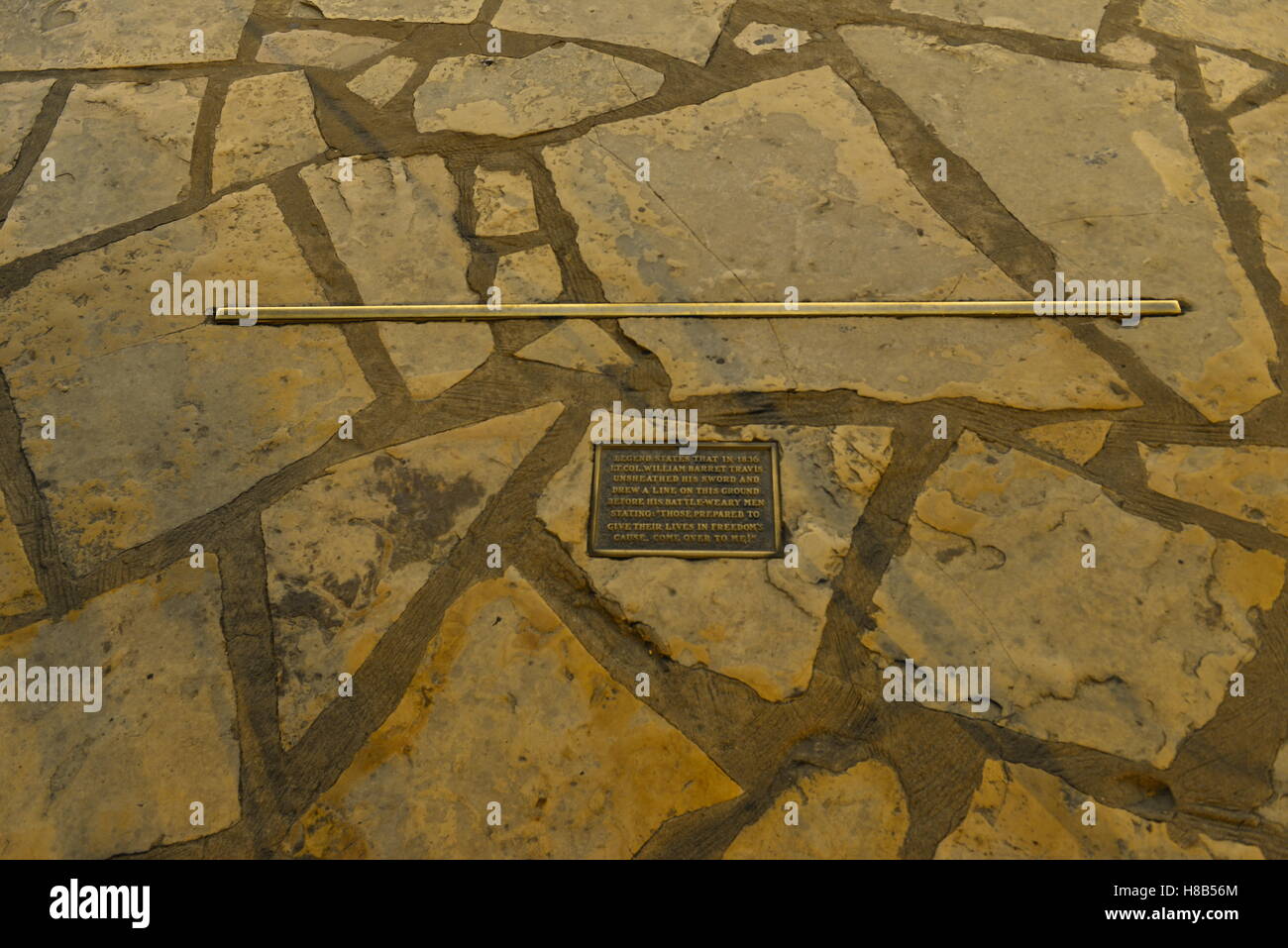 Memorial to Lieutenant Colonel Travis at the Alamo where he made his ...