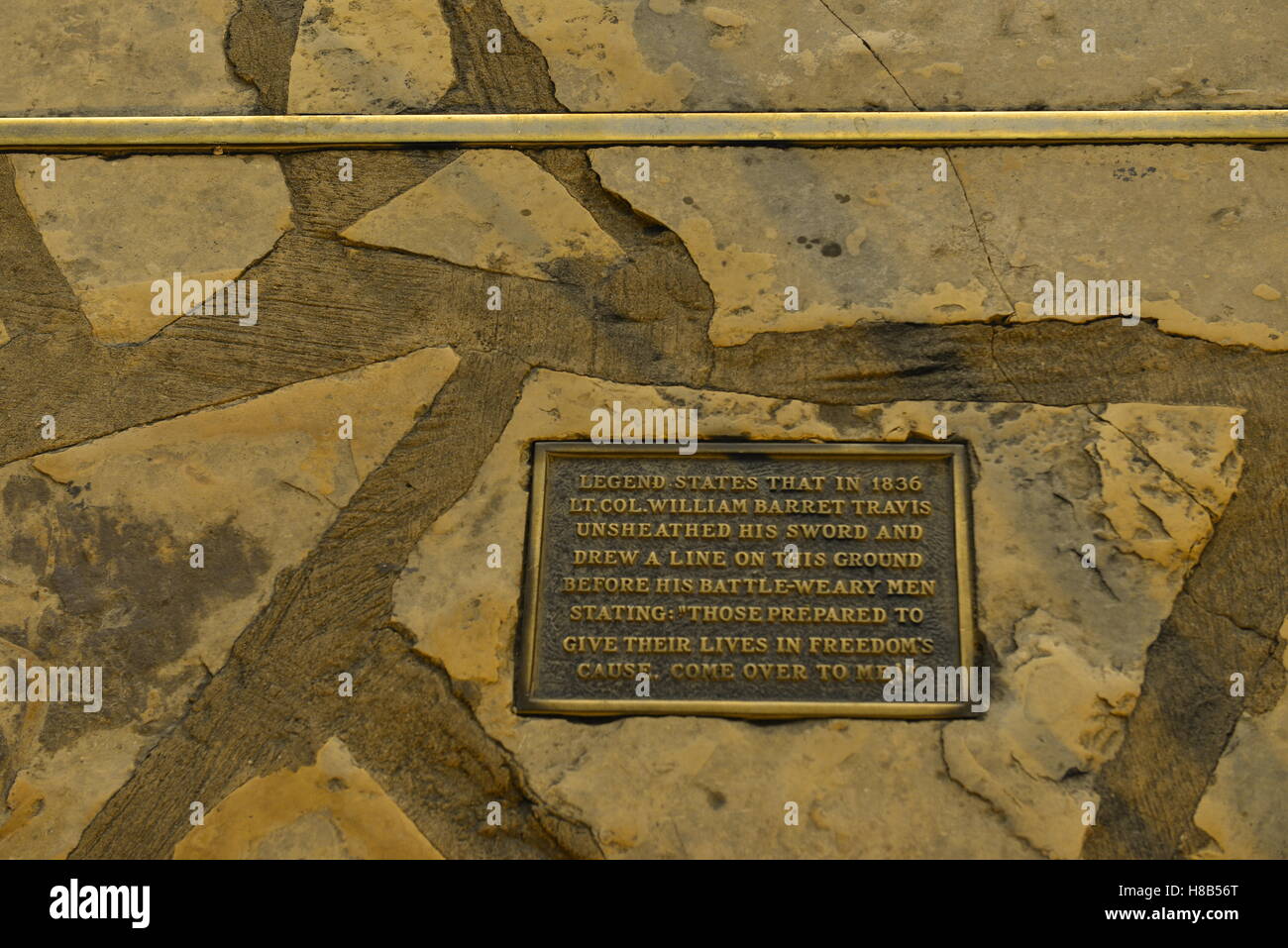 Memorial to Lieutenant Colonel Travis at the Alamo where he made his ...