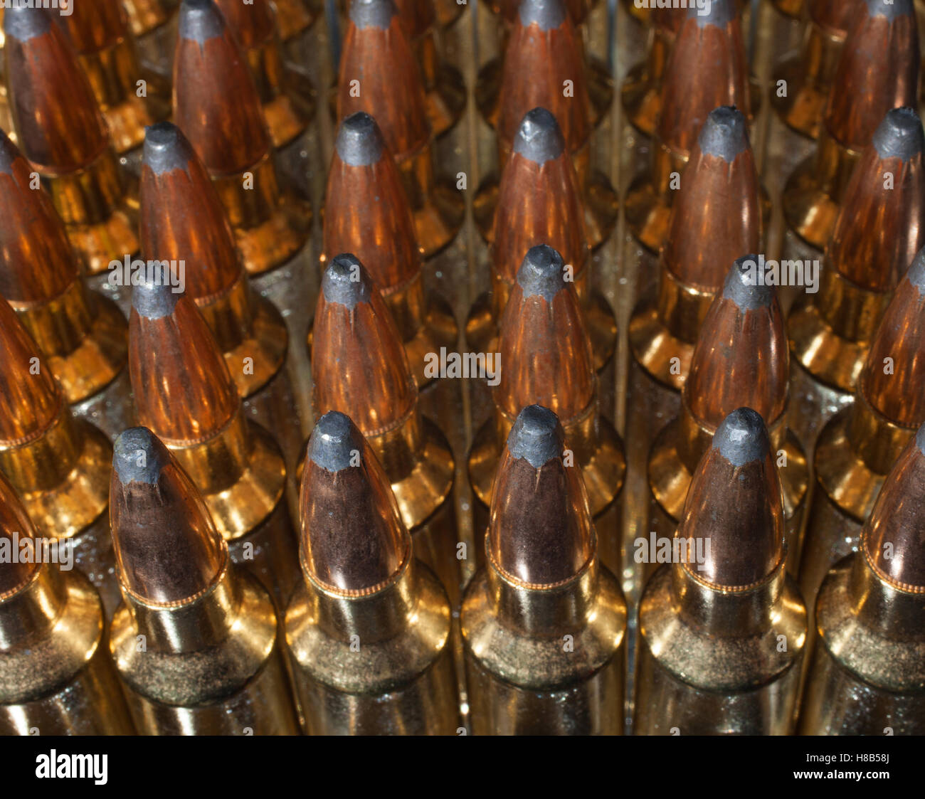 High powered rifle ammunition that is lined up Stock Photo - Alamy
