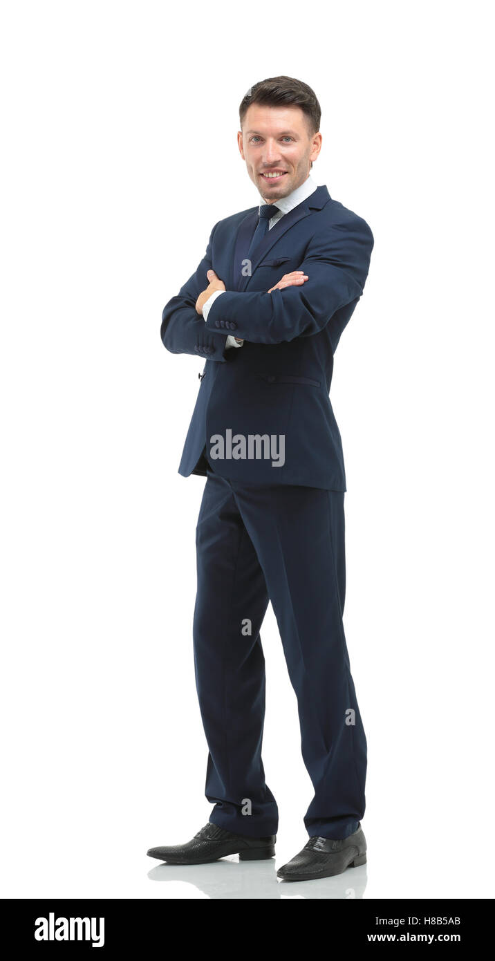 Handsome businessman standing isolated on white background Stock Photo ...