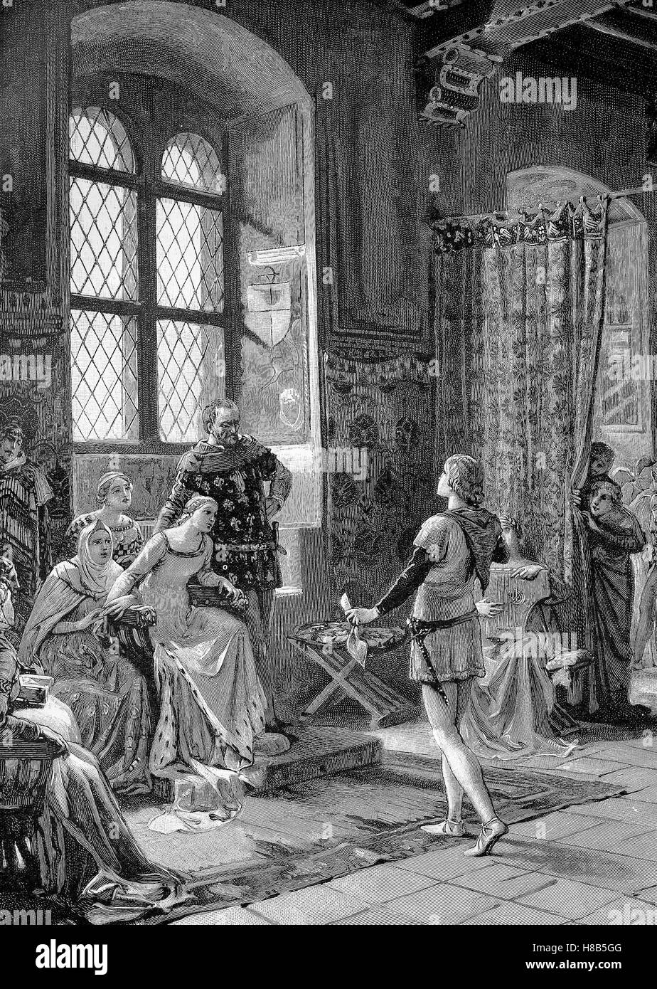 Sordello in the court of Ezzelin. Sordello da Goito or Sordel de Goit ...