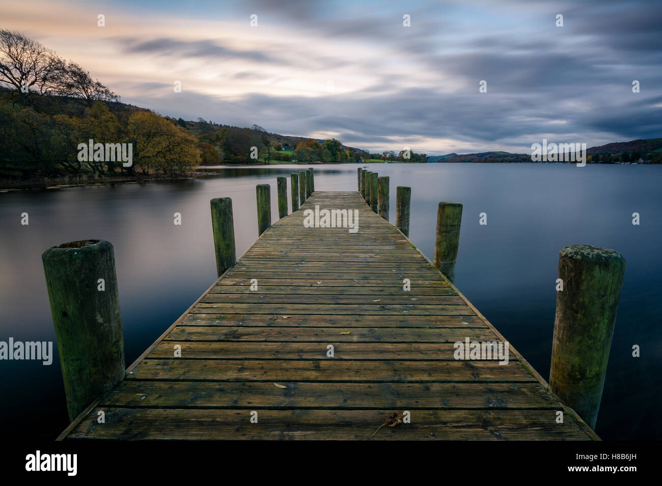 Monk Coniston Jetty at Sunrise Stock Photo - Alamy