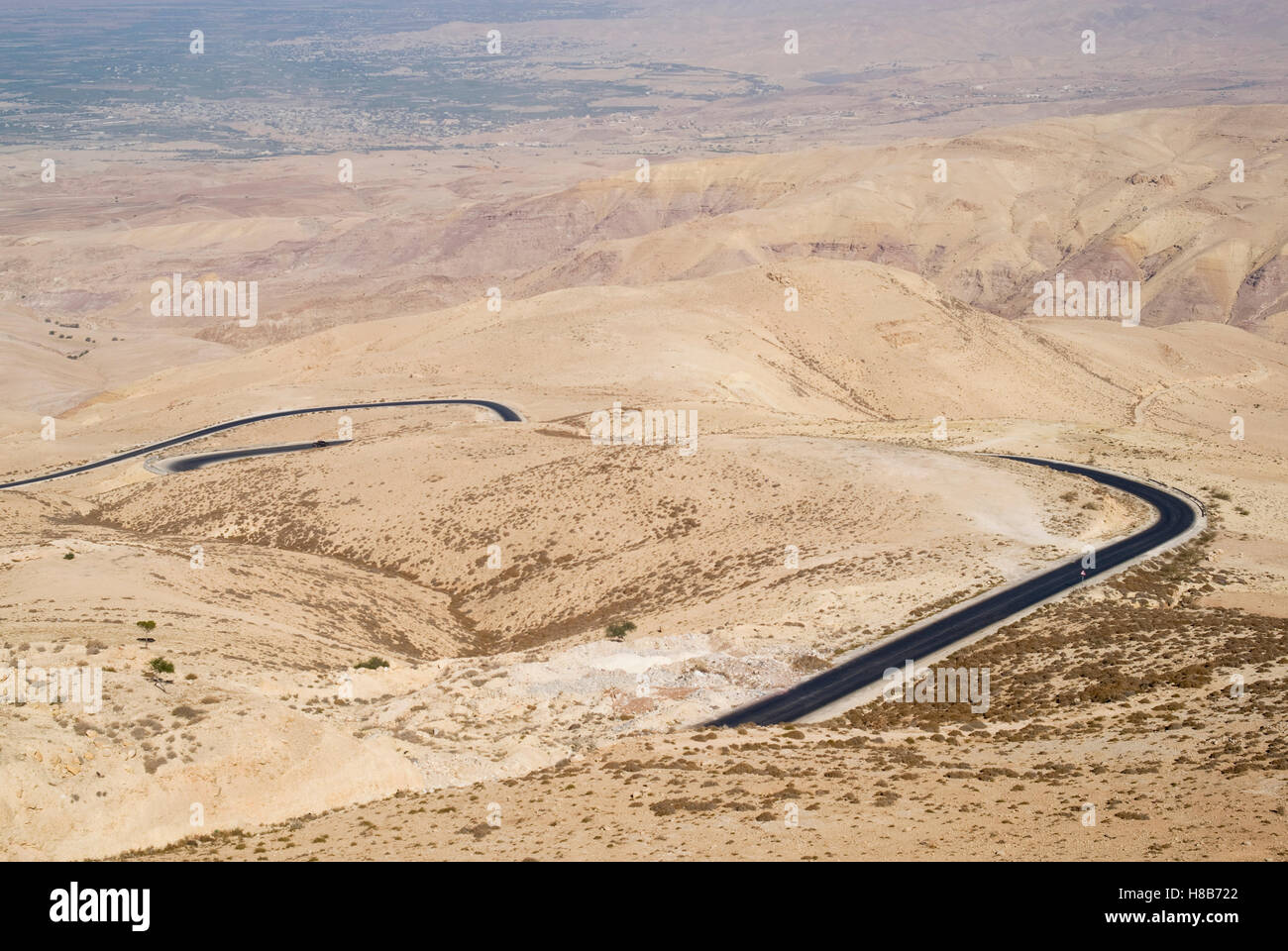 View from above of a winding road through the Jordan Rift Valley Stock ...