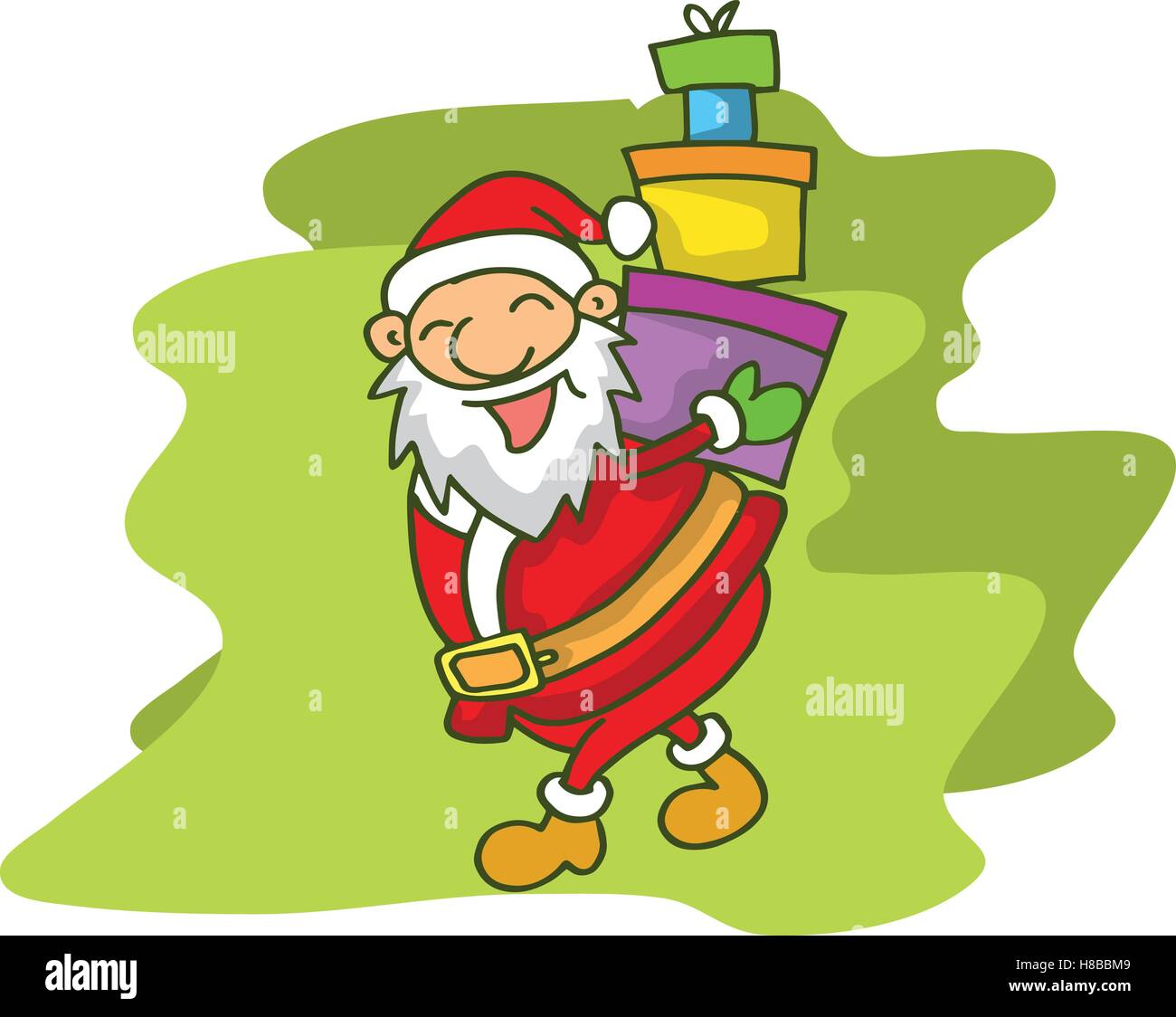 Santa Claus with gift cartoon vector illustration Stock Vector Image ...